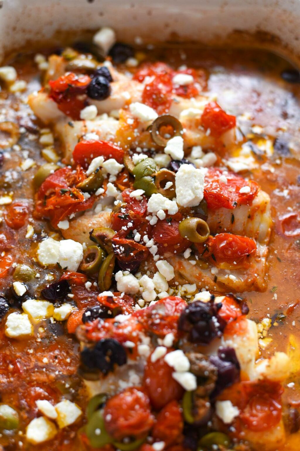 Mediterranean Cod Recipe with Roasted Cherry Tomatoes, Olives and Feta ...