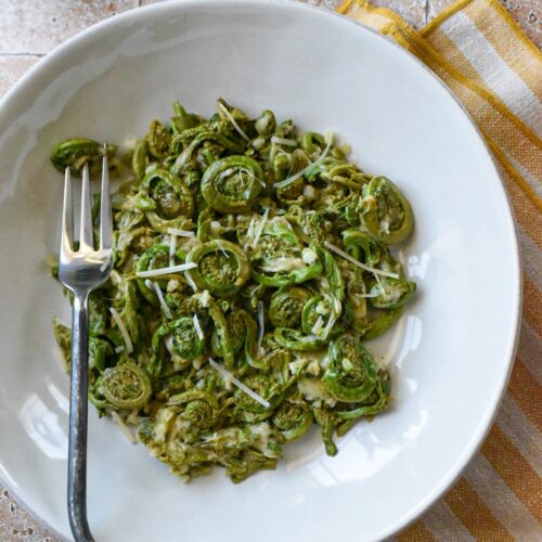 Garlic Parmesan Fiddlehead Fern Recipe - Recipe Hippie